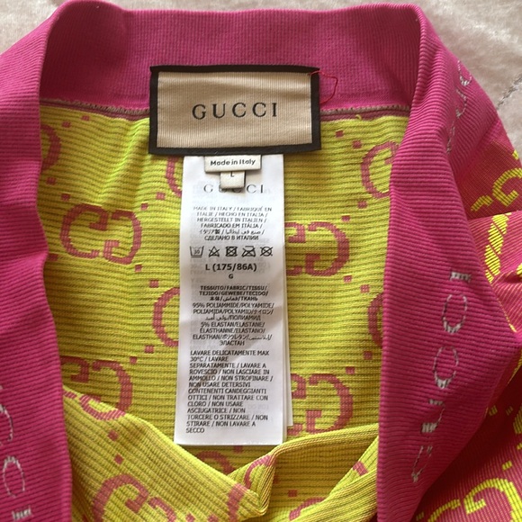 Gucci | Pants & Jumpsuits | Gucci Pink And Yellow Logo Leggings | Poshmark